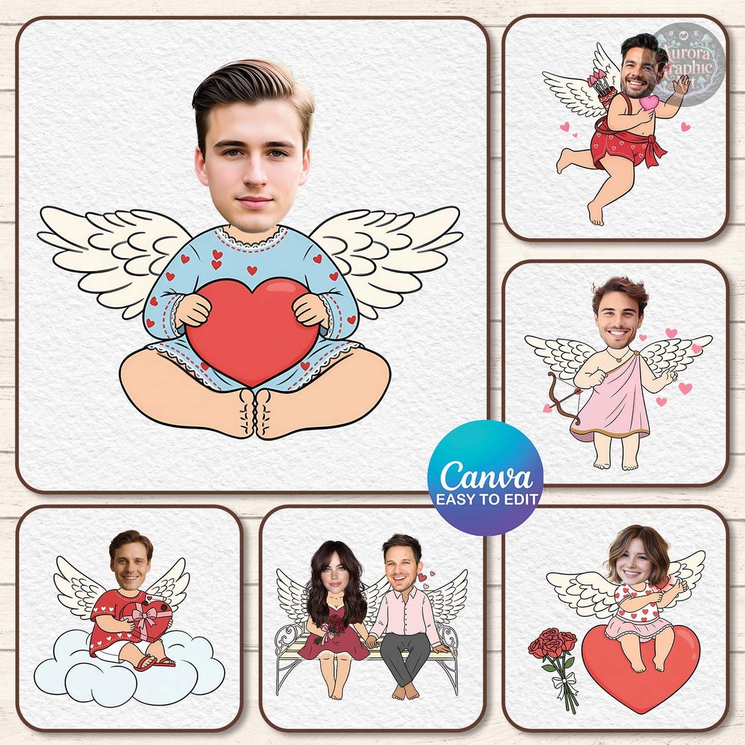 Valentine Photo Canva Template, 6 PNG Cupid Yourself, Sweetheart ...