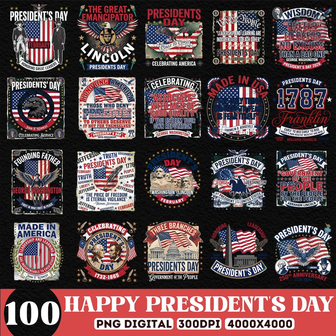 George Washington Png Bundle, 100 PNG President's Day, Abraham Lincoln ...