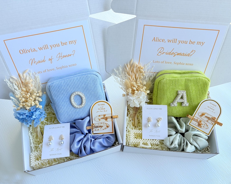 Neutral Rustic Bridesmaid Proposal Gift Box With Petite Dried Flower ...