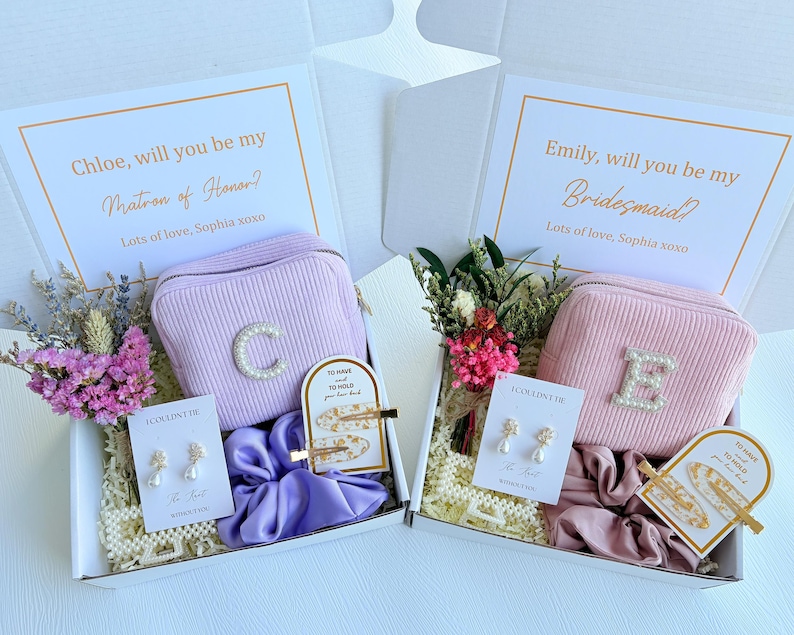 Neutral Rustic Bridesmaid Proposal Gift Box With Petite Dried Flower ...