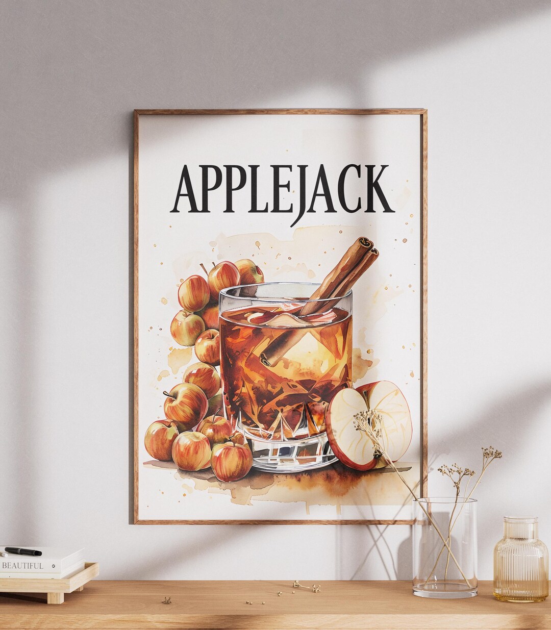 Applejack Cocktail Print, Vintage Whiskey Wall Art, Drink Poster ...