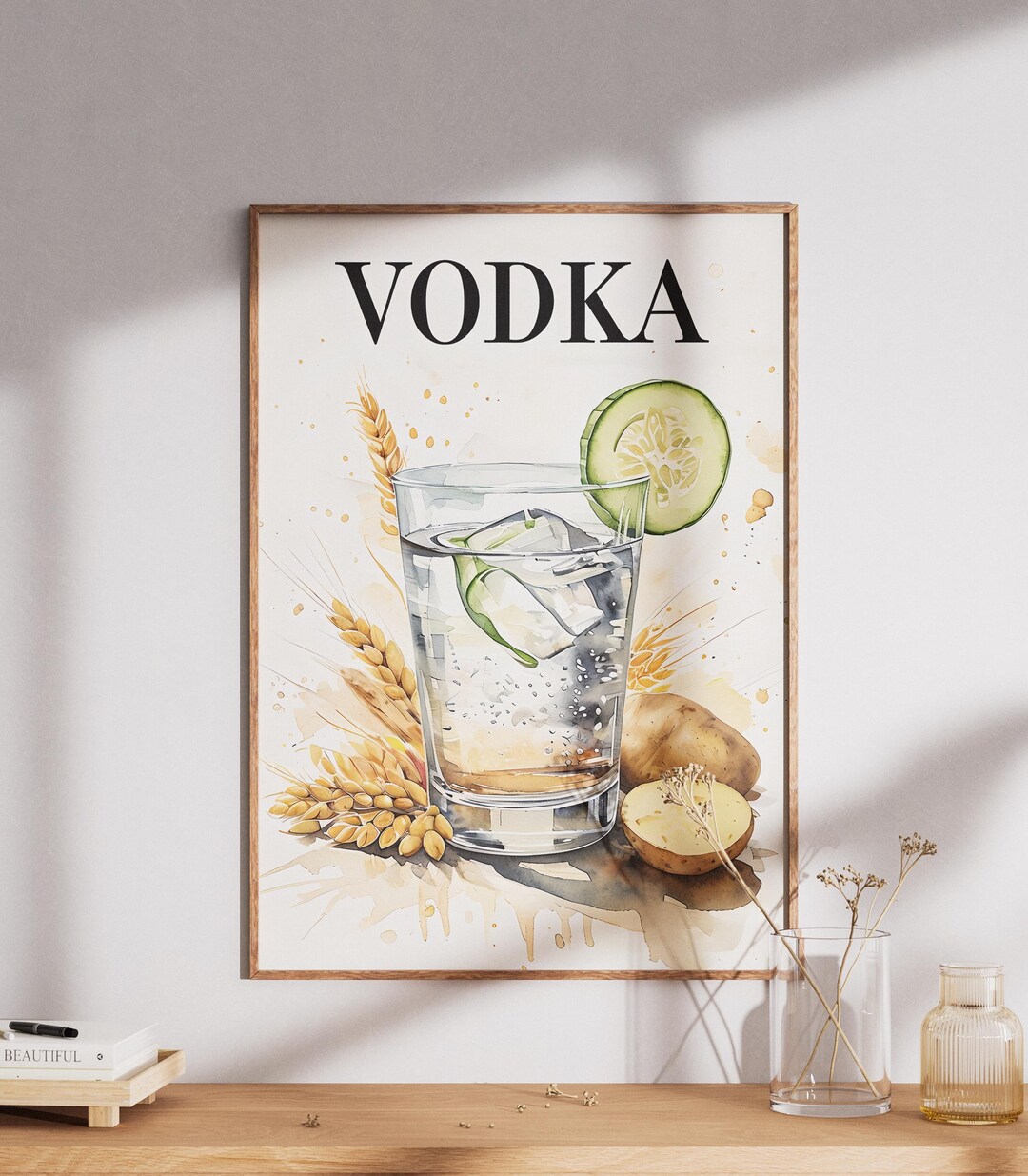 Vodka Cocktail Poster, Modern Bar Decor, Minimalist Alcohol Wall Art ...