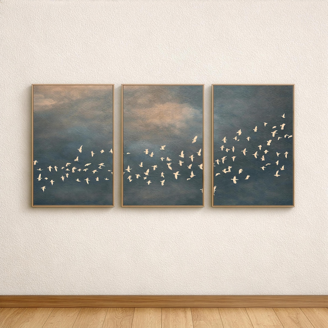 Japandi Birds Triptych, Minimalist Wall Art Set (digital Download) - Etsy