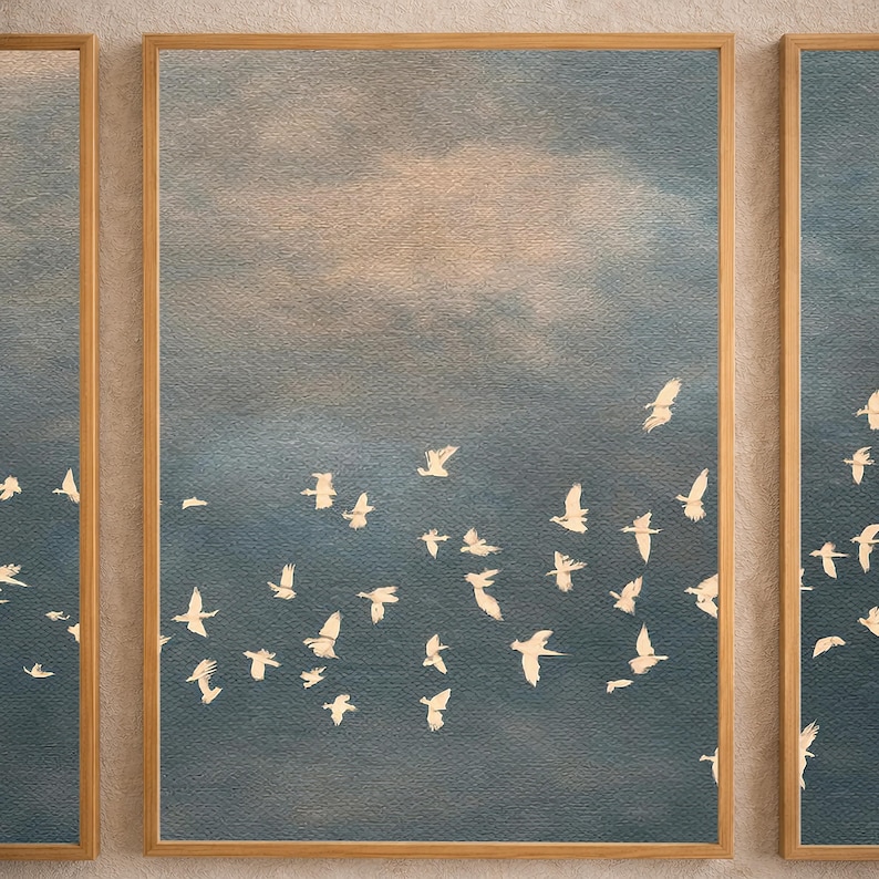 Japandi Birds Triptych, Minimalist Wall Art Set (digital Download) - Etsy
