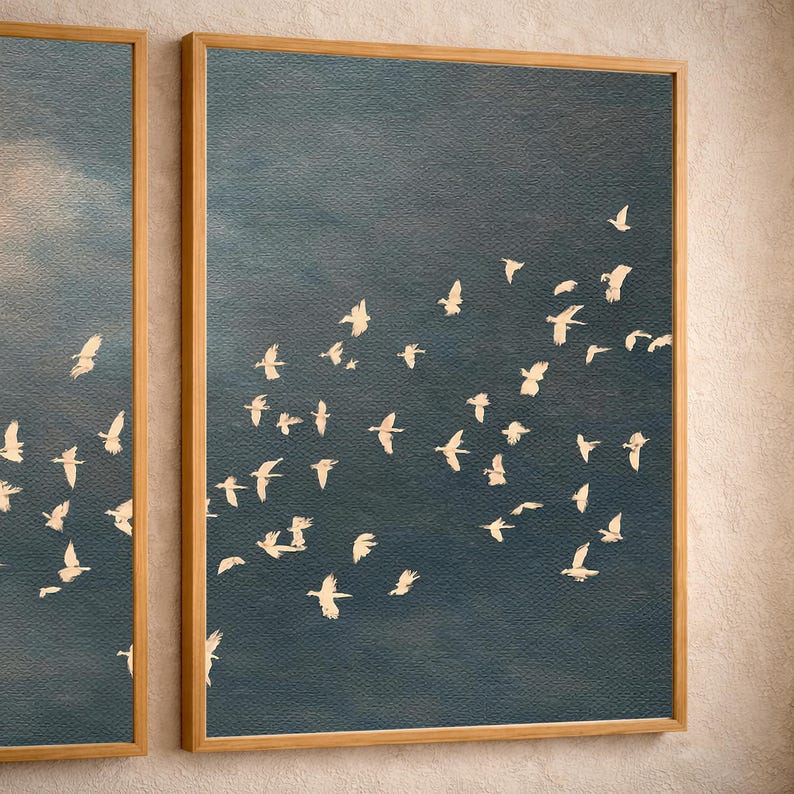 Japandi Birds Triptych, Minimalist Wall Art Set (digital Download) - Etsy