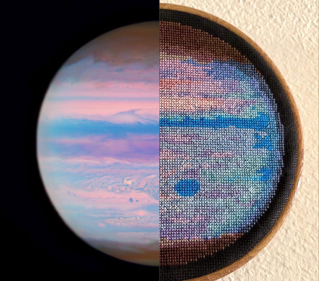 Jupiter Cross Stitch PDF Pattern - NASA Image of Jupiter in Ultraviolet ...
