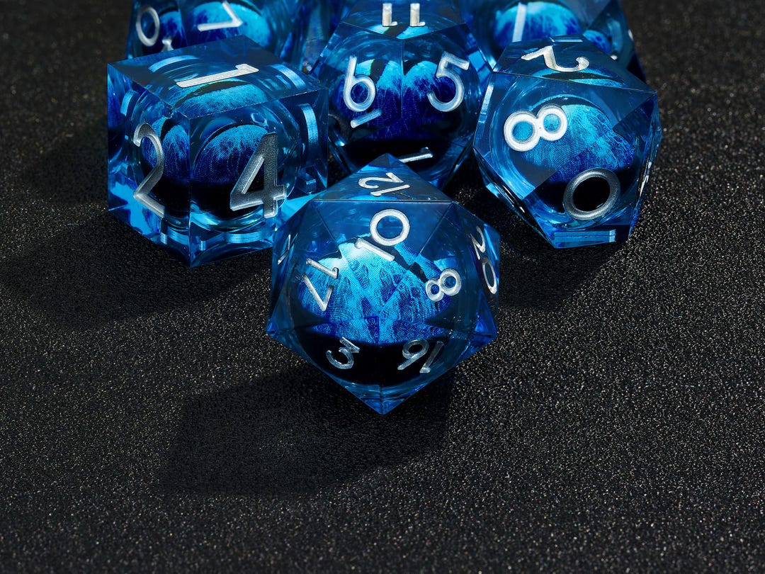 Mystic Dragon's Gaze Dice Set: Liquid Core Resin Sharp Edge Dnd Dice - Etsy