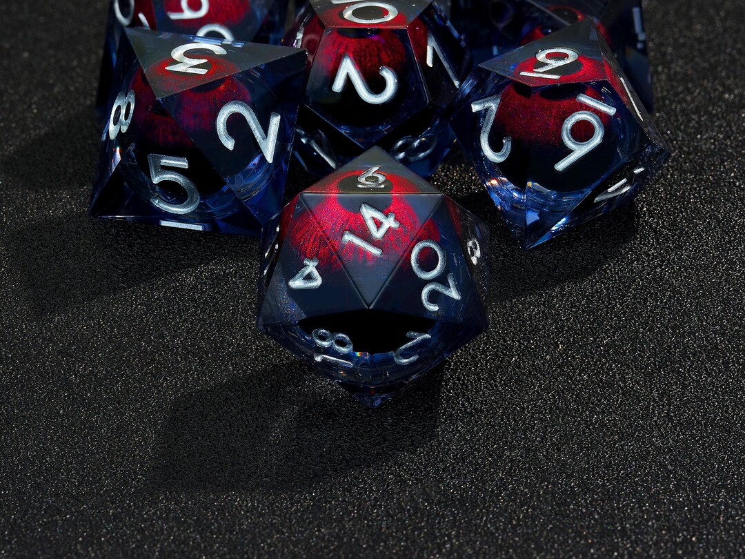 Mystic Dragon's Gaze Dice Set: Liquid Core Resin Sharp Edge Dnd Dice - Etsy