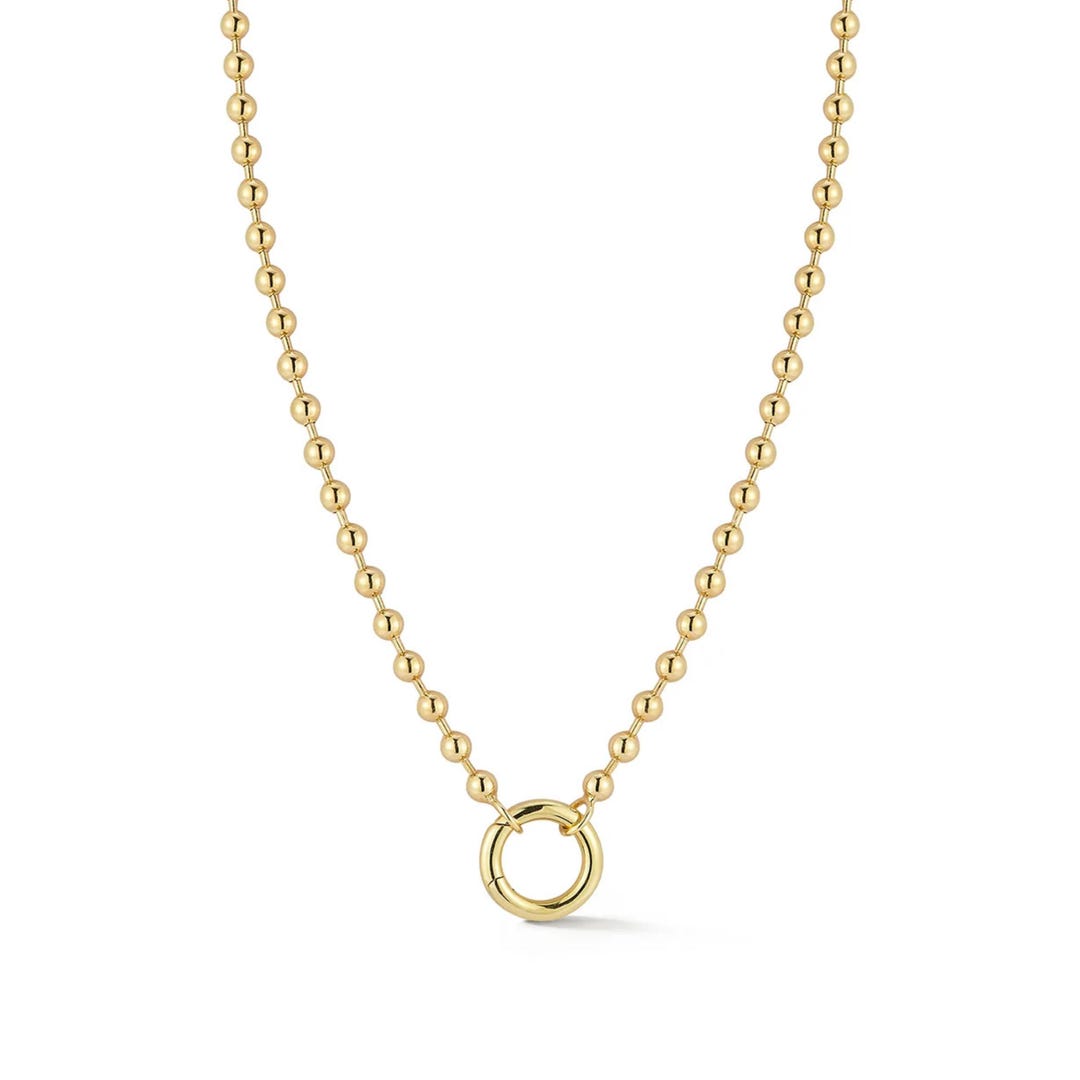 14K Real Gold Open Ball Chain With Enhancer Open End Ball Necklace Open ...