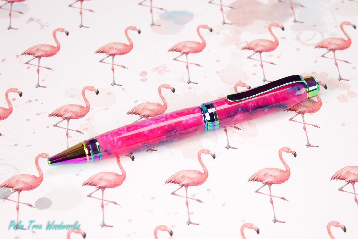 Bright Purple Pink Ballpoint Pen With Prism Colored Titanium - Etsy