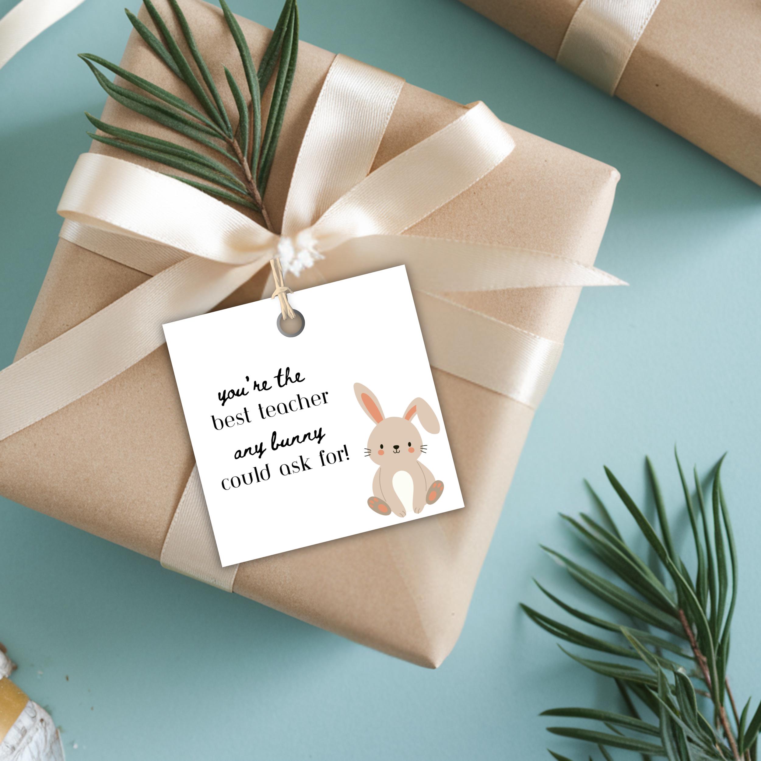 Best Teacher Easter Bunny Gift Tag, Printable Easter Tag, Teacher ...