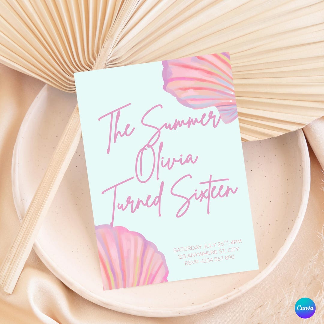 The Summer I Turned Pretty Birthday Invitation, Editable Coastal ...