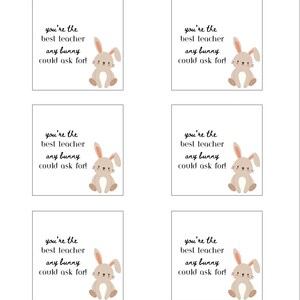 Best Teacher Easter Bunny Gift Tag, Printable Easter Tag, Teacher ...