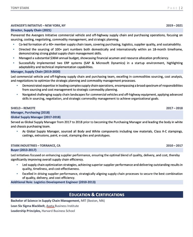 Supply Chain & Operations Resume Template | ATS and Ai-friendly - Etsy