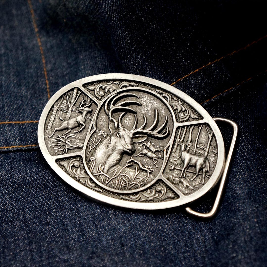 Vintage Medieval Elk Antler Belt,silver and Gold Belt Buckle,oval Deer ...