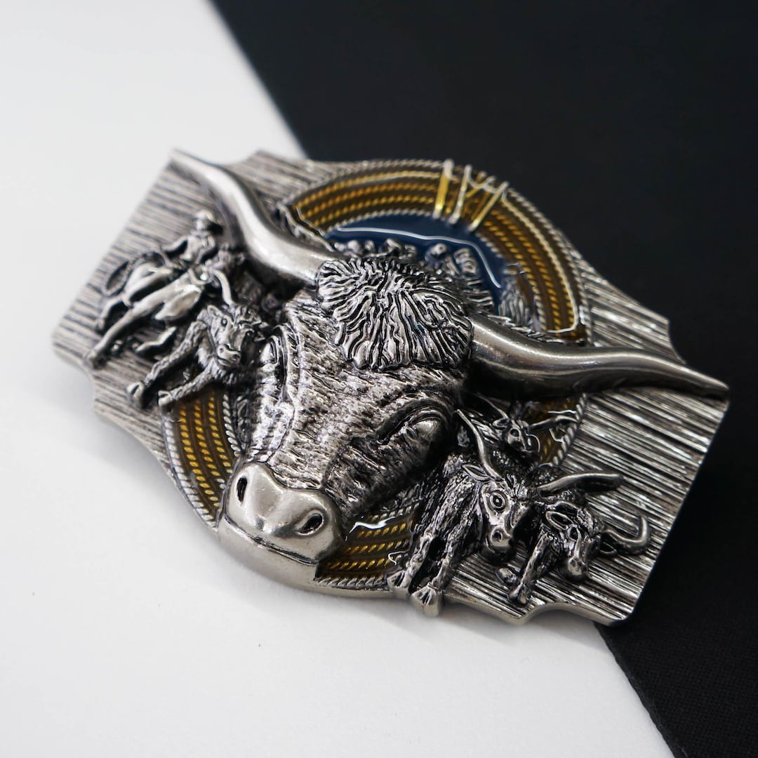 Silver Belt Buckle,longhorn Belt,western Bull Horn,horseback Riding ...