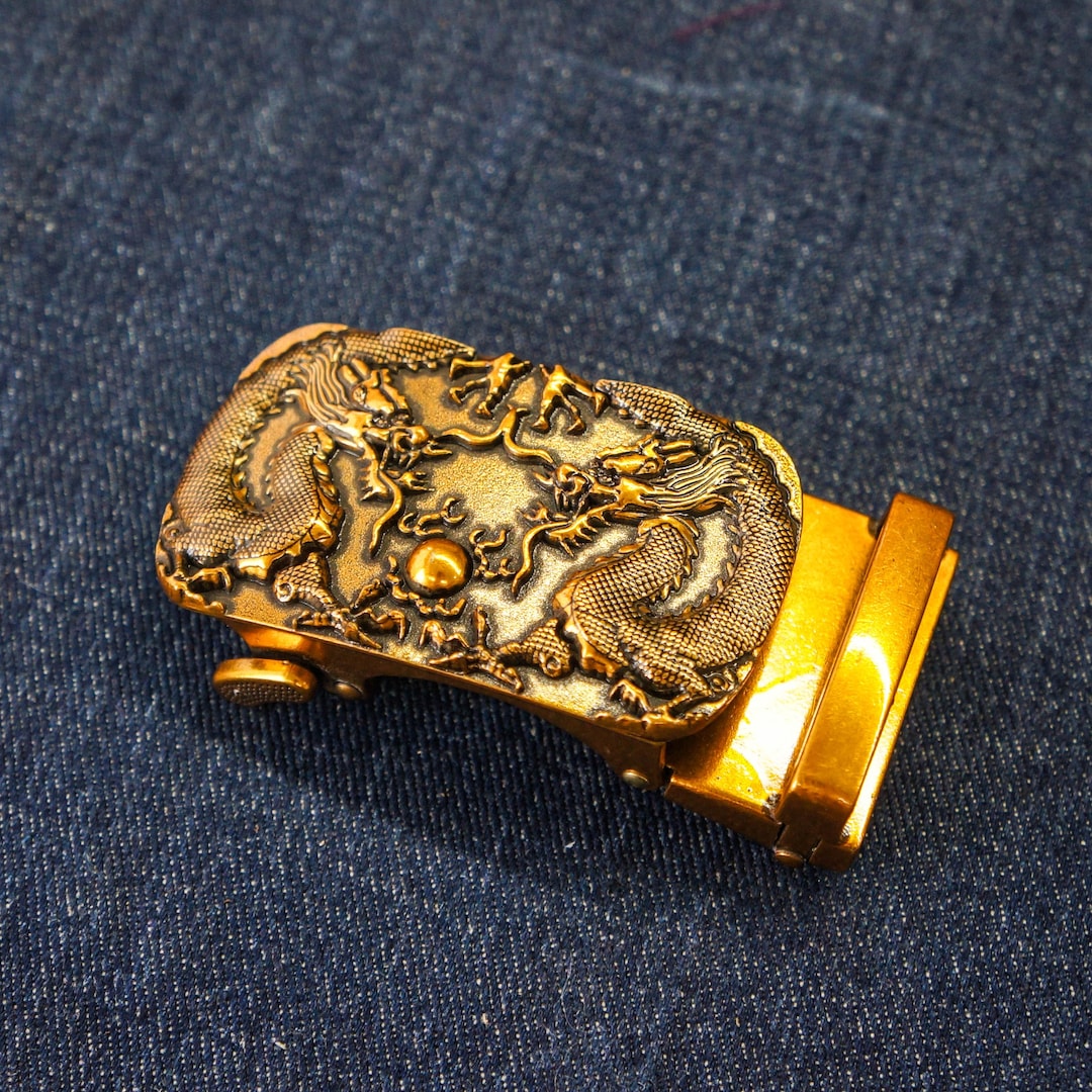 Vintage Chinese Dragon Belt Buckle: Antique Gold Imperial Accessory - Etsy