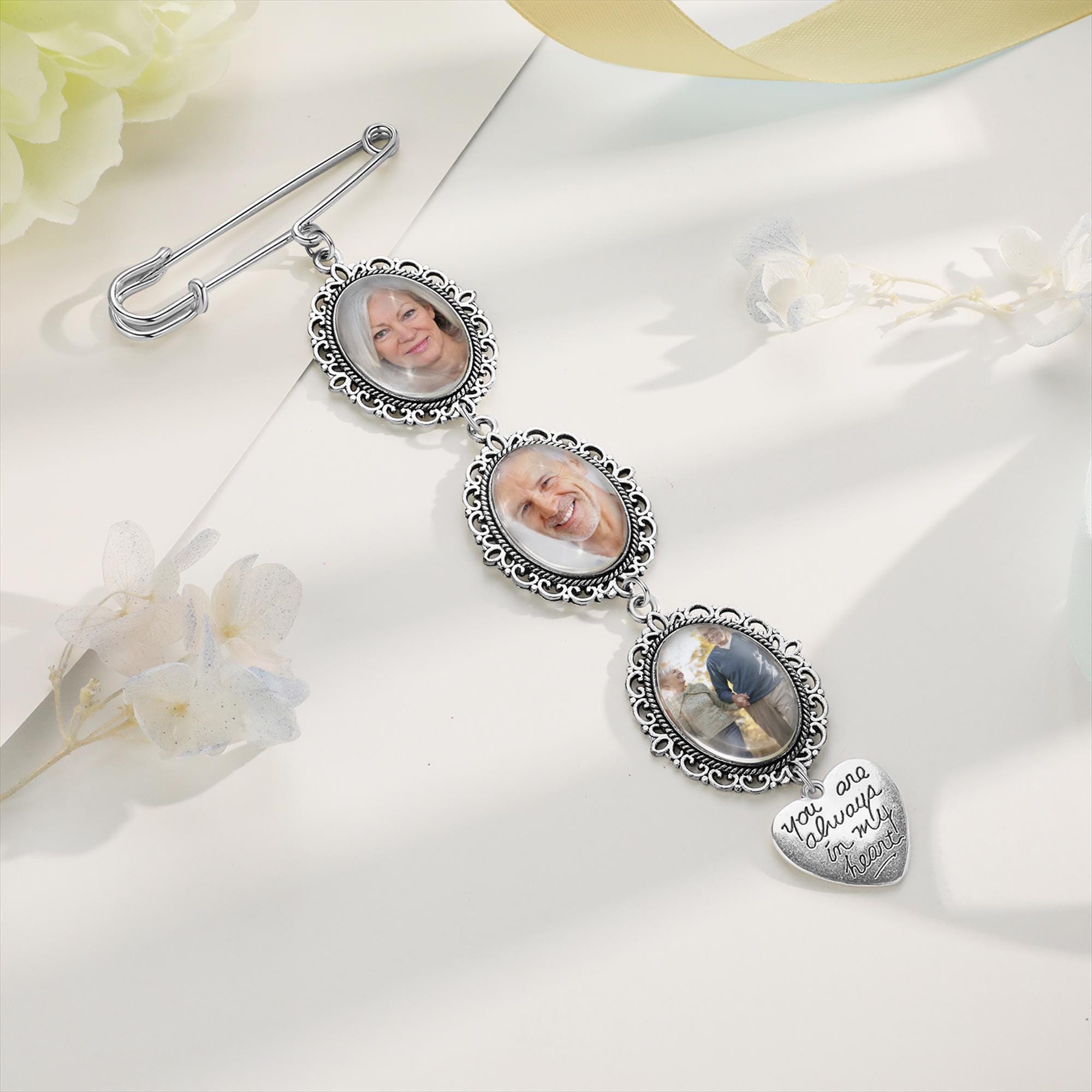 Custom Photo Pin for Groom, Wedding Photo Charm, Memorial Photo Pin ...