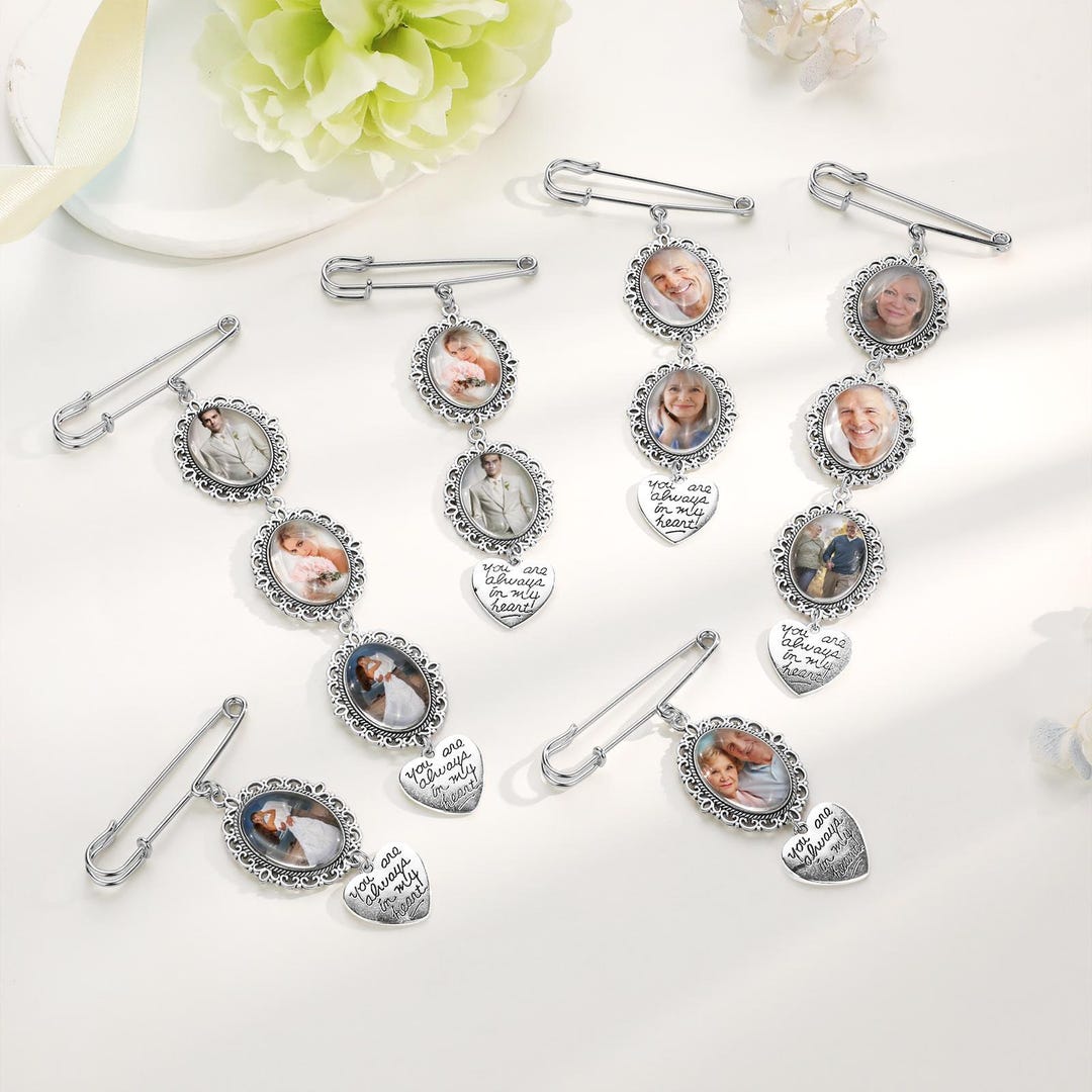 Custom Photo Pin for Groom, Wedding Photo Charm, Memorial Photo Pin ...