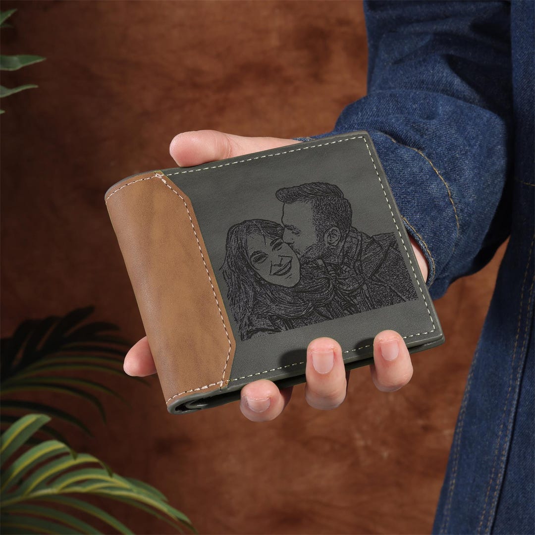 Custom Engraved Monogram Leather Wallet - Personalized Slim Minimalist ...