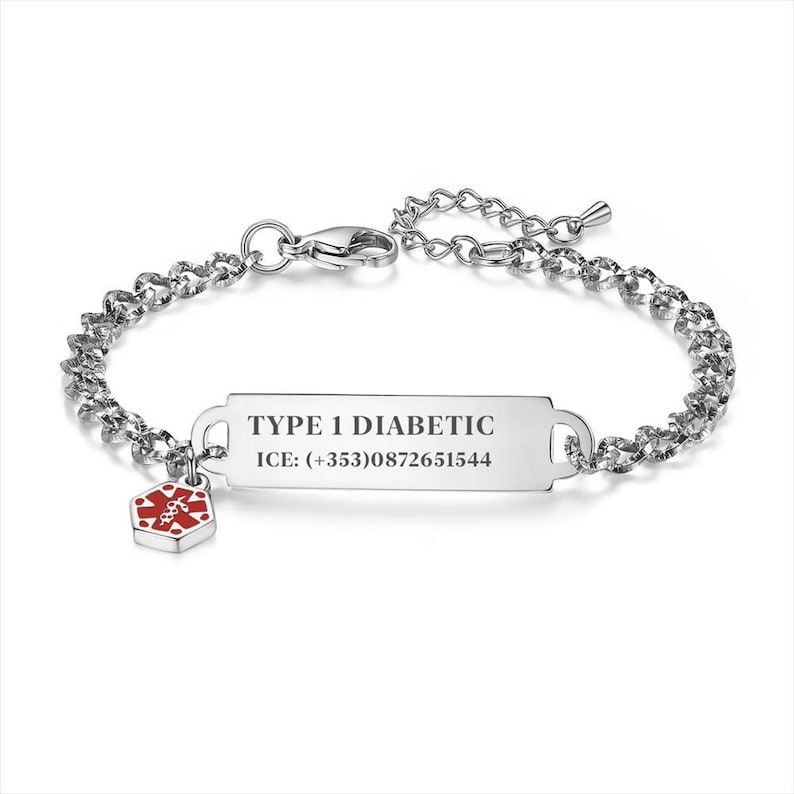 Custom Engraved Medical Alert Bracelet, Hypoallergenic Emergency ID ...