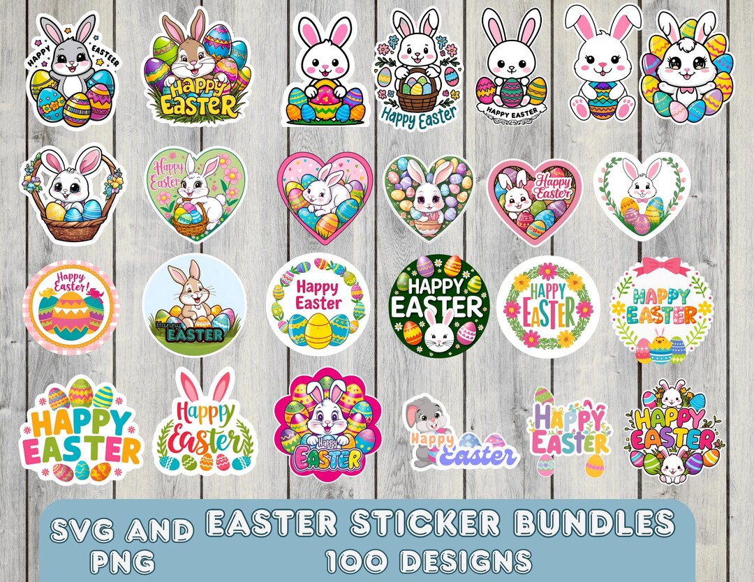 Easter Sticker Bundle/ Cute Printable Easter Stickers for Kids/ Bunny ...
