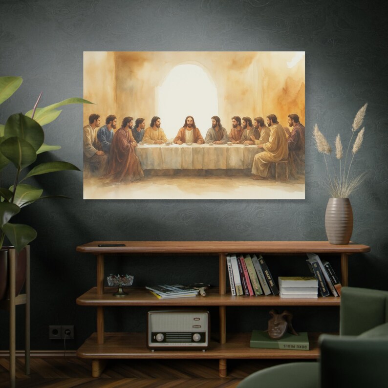 Last Supper Canvas Wall Art, Jesus and Disciples Painting, Religious ...
