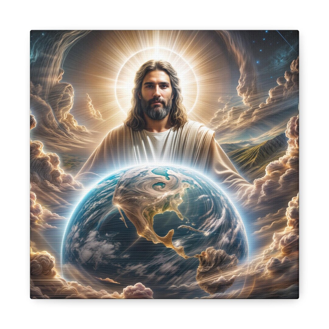 Jesus Overlooking World Canvas: Christian Spiritual Home Decor - Etsy