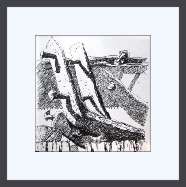 Ink Drawing 'rusted Iron' Original Drawing Black | Etsy