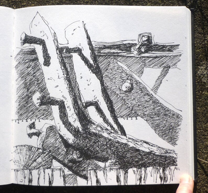 Ink Drawing 'rusted Iron' Original Drawing Black | Etsy