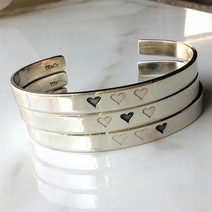 Sister Heart Bracelet Set . Personalized Heart Jewelry Cuff . | Etsy