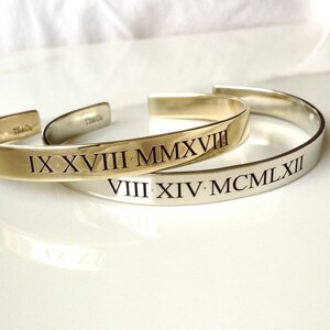 Engraved Roman Numeral Cuff . Personalized Anniversary Gift for Couple ...