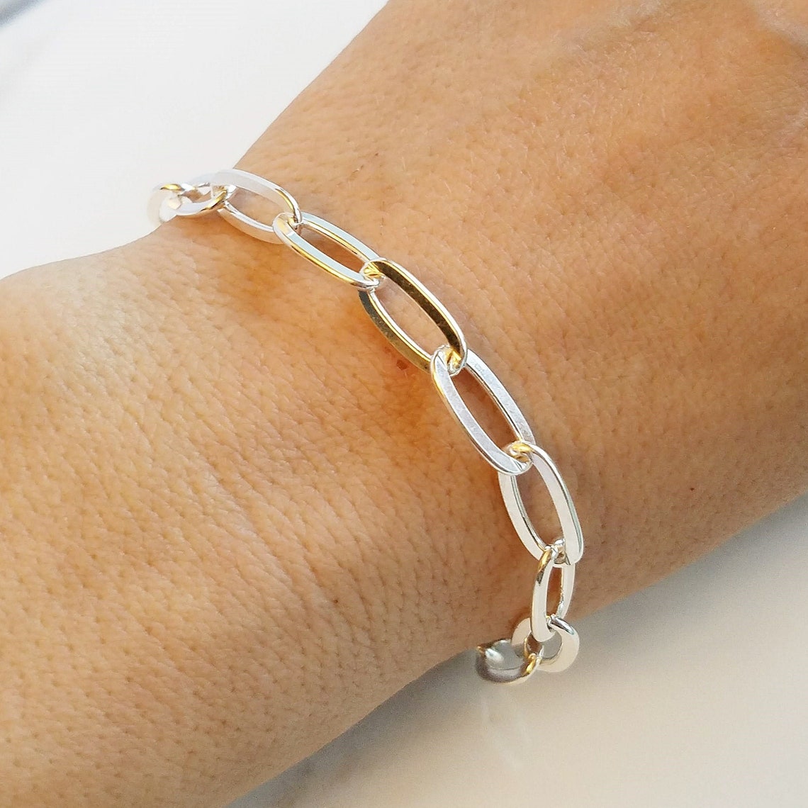 Chunky Chain Link Bracelet . Solid Sterling Silver . Wide - Etsy