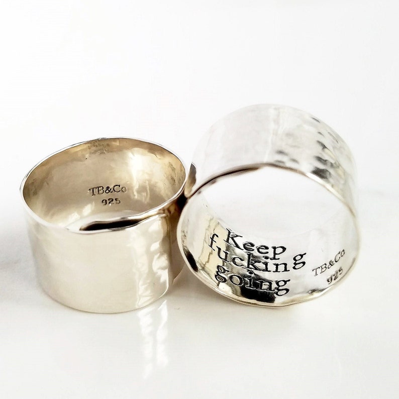 Keep Fking Going Ring . Wide Sterling Silver Secret Message - Etsy