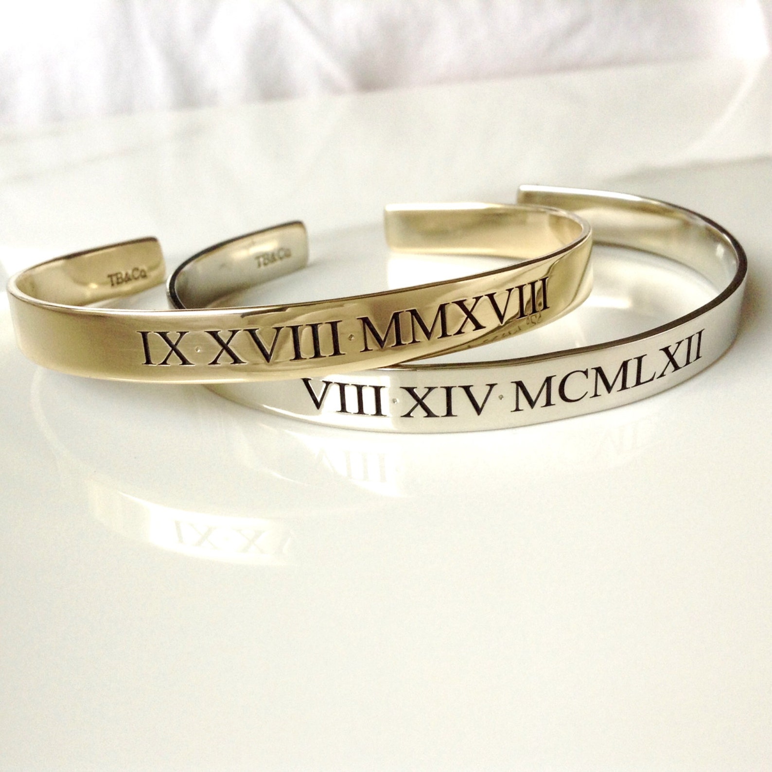 Engraved Roman Numeral Cuff . Personalized Anniversary Gift - Etsy