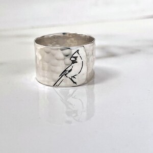Cardinal Ring . Solid Sterling Silver Ring . Personalized Adjustable ...