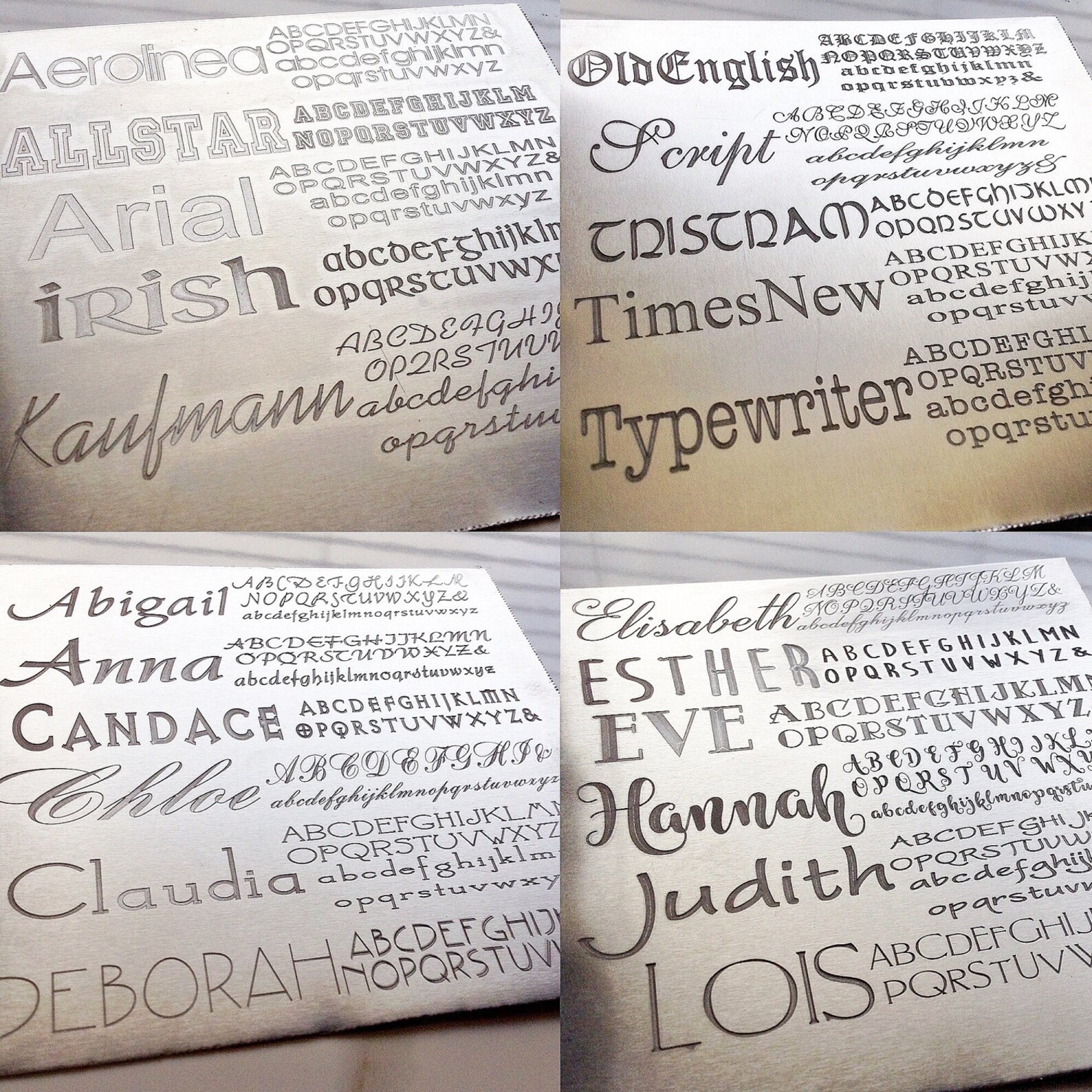 Laser Engraved Font Options . Tatum Bradley & Company - Etsy Canada