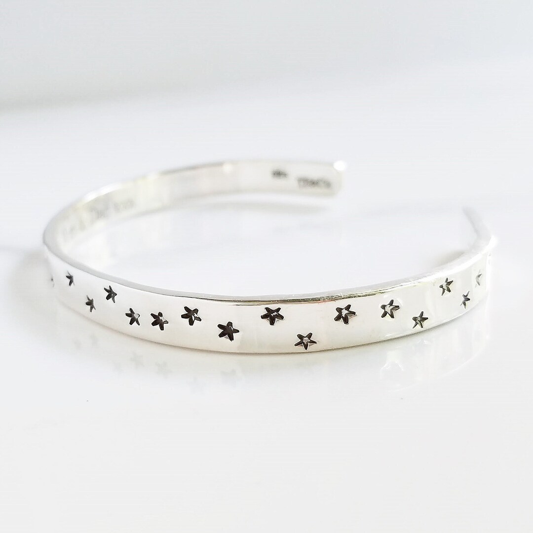 Star Bracelet . Hand Stamped Solid Sterling Star Bracelet . Star ...