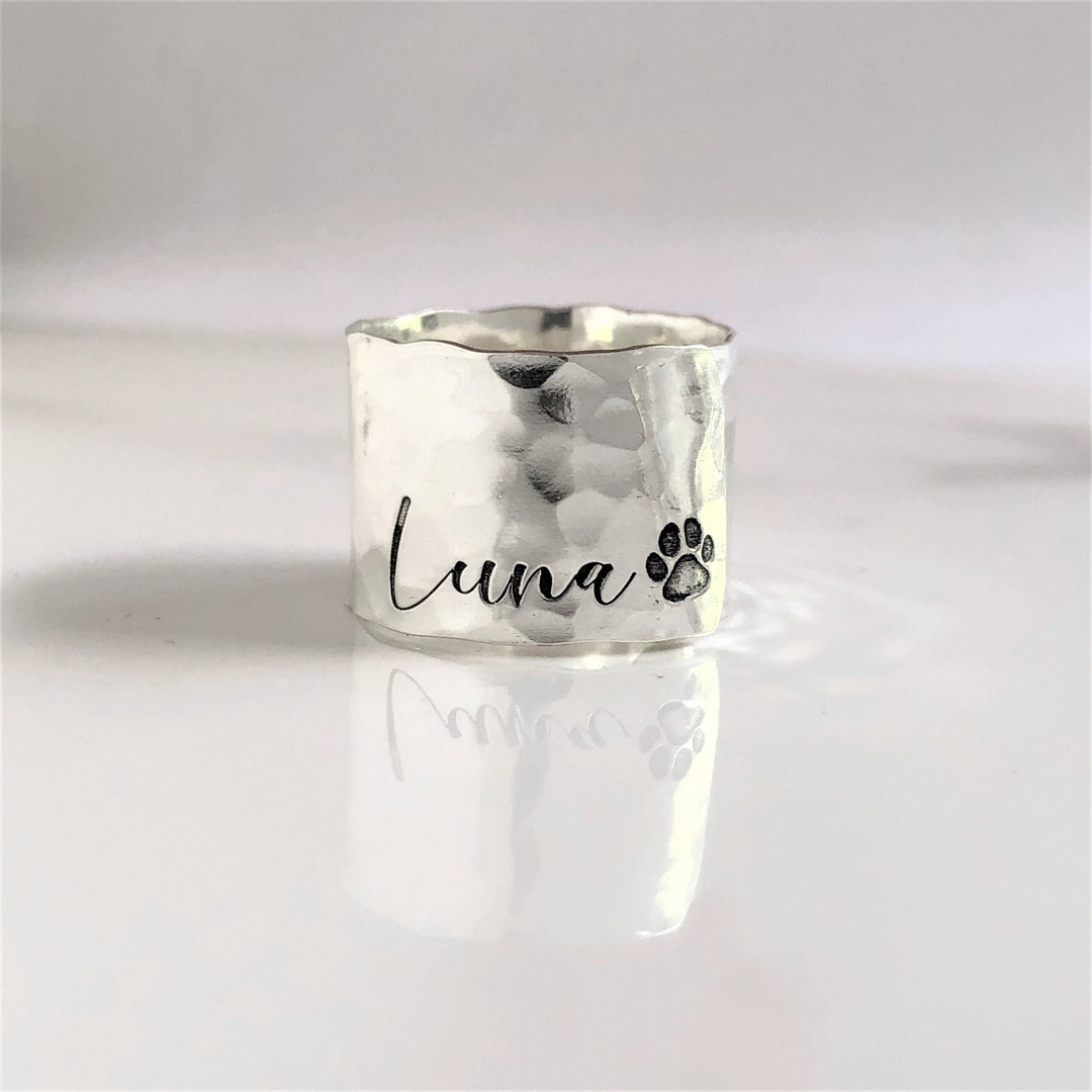 Pet Memorial Ring . Solid Sterling Silver Ring . Personalized ...