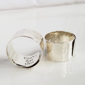 1/2" You've Got This Ring . Sterling Silver Secret Message Ring . Wide ...