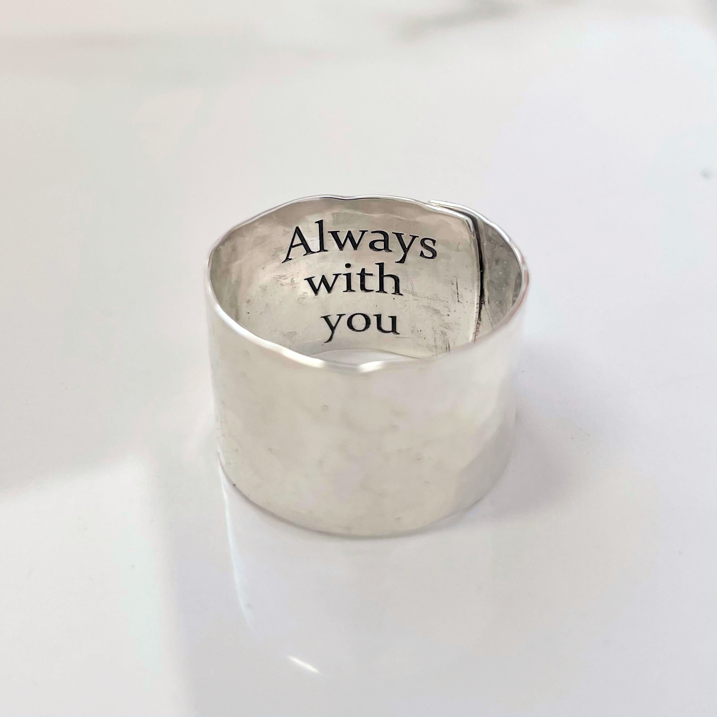 Anniversary Birthday Date Ring . Solid Sterling Silver Ring . Wide Band ...