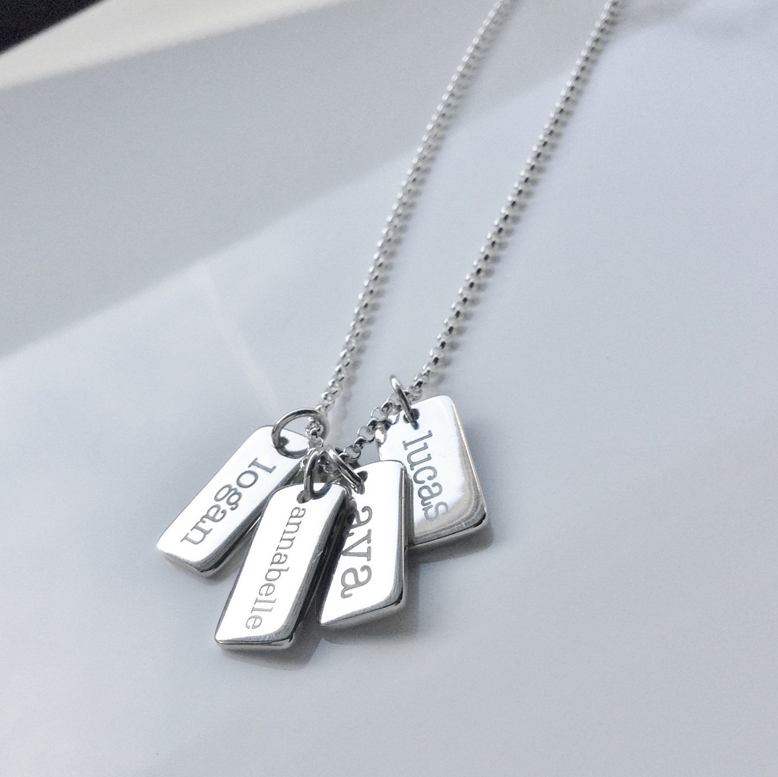 CHARM ONLY . Tiny Name Tag Charm. Solid Sterling Silver Name - Etsy
