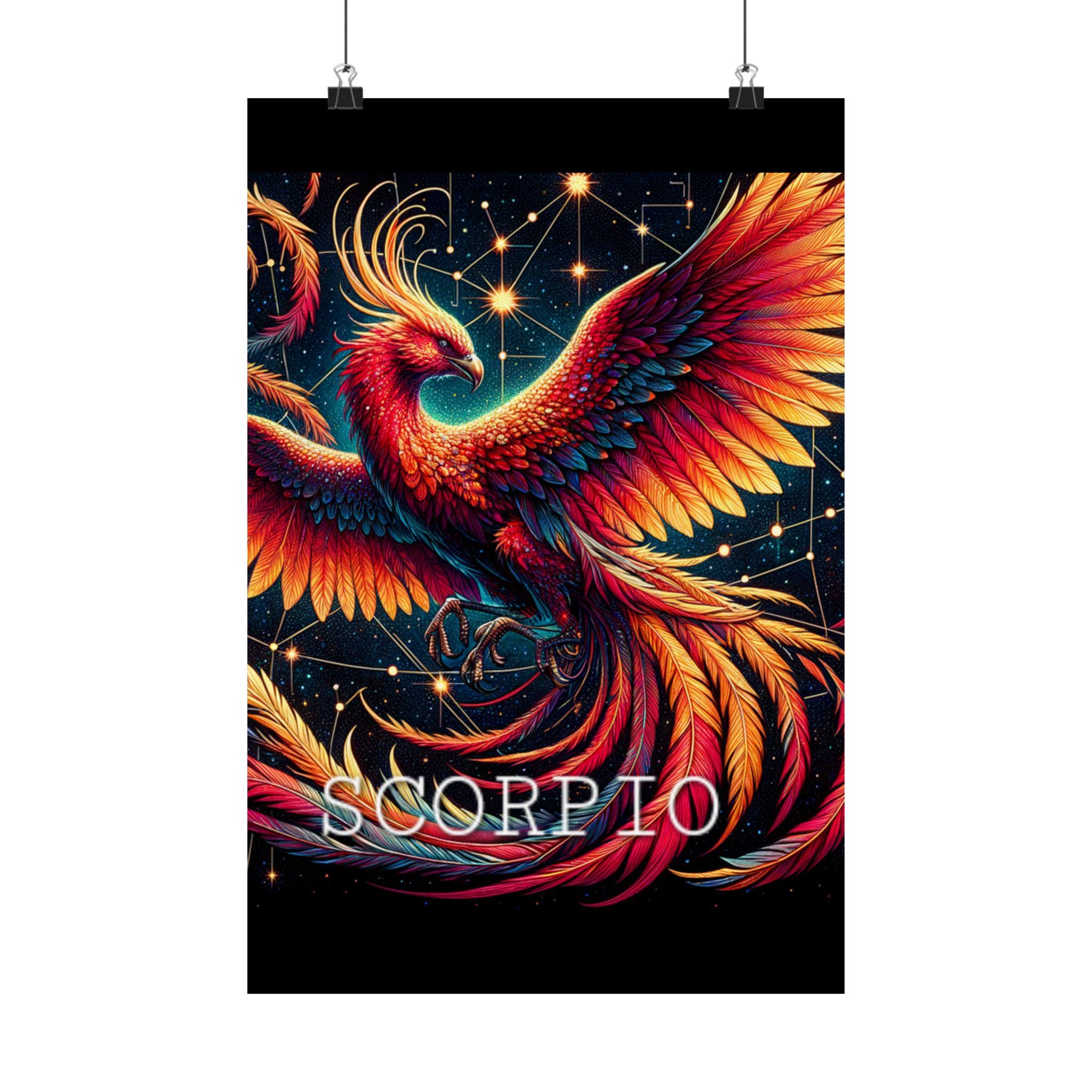 Scorpio Phoenix Poster: Colorful Zodiac Astrology Wall Art - Etsy