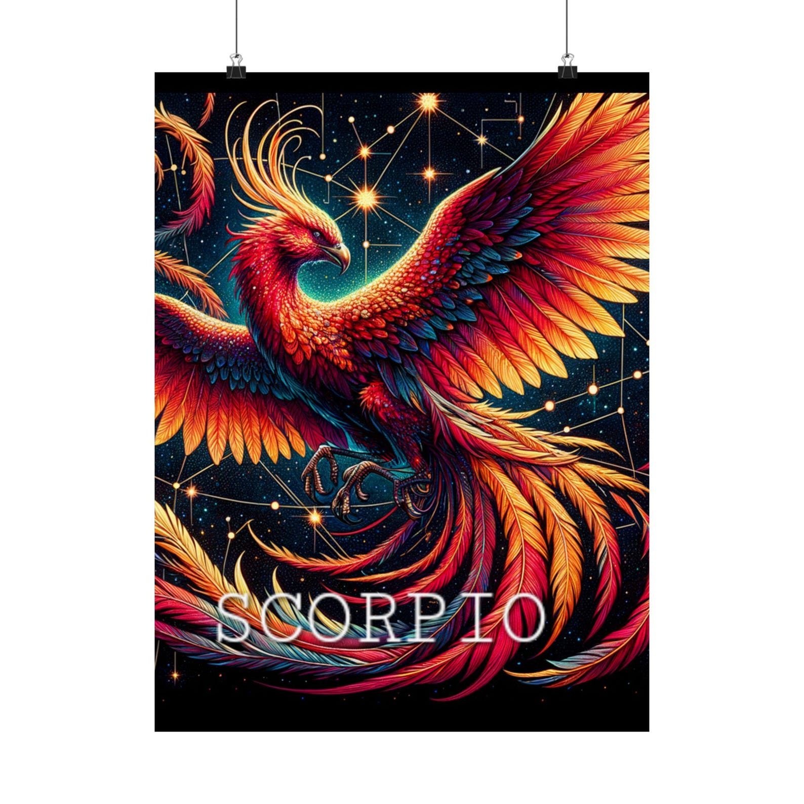 Scorpio Phoenix Poster: Colorful Zodiac Astrology Wall Art - Etsy