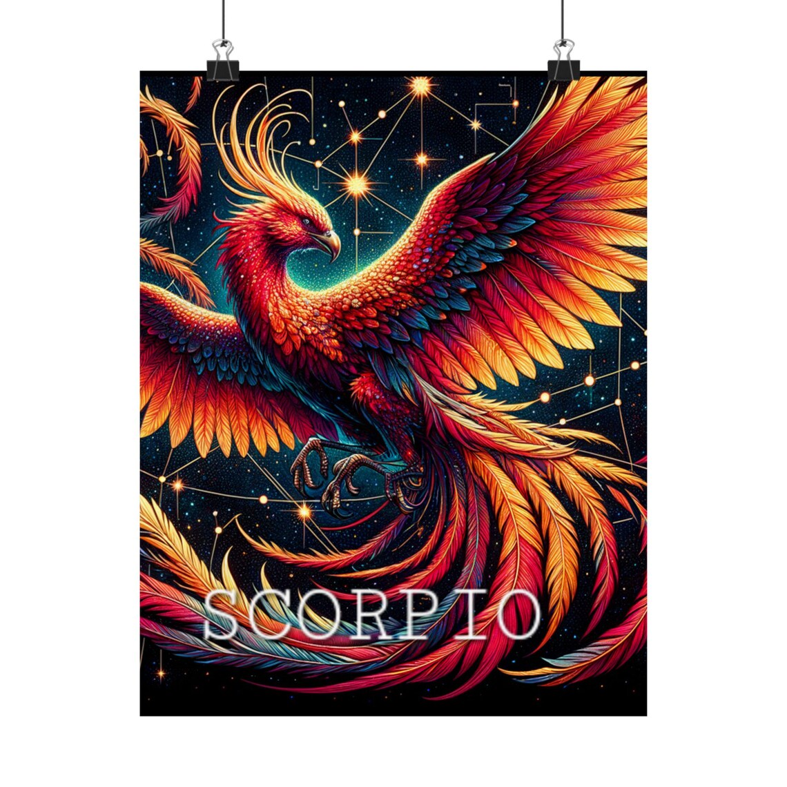 Scorpio Phoenix Poster: Colorful Zodiac Astrology Wall Art - Etsy