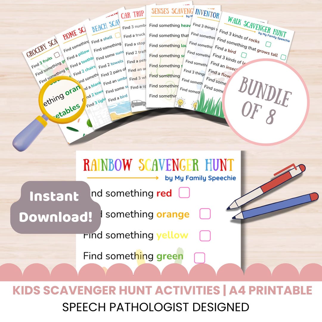 Kids Scavenger Hunt Bundle - Fun & Engaging Language Development Games ...