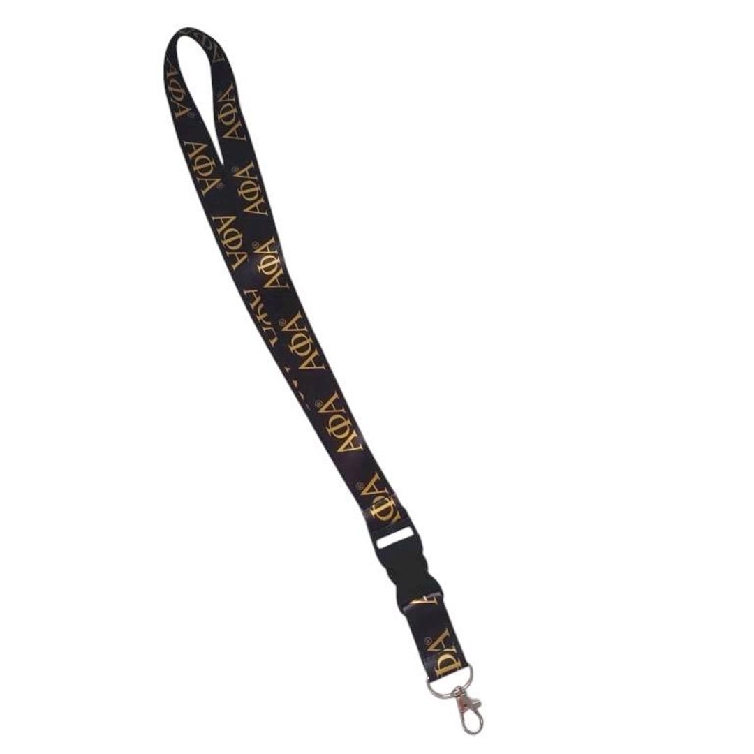 Alpha Phi Alpha Fraternity Lanyard – Greek Letter Black & Gold Keychain ...