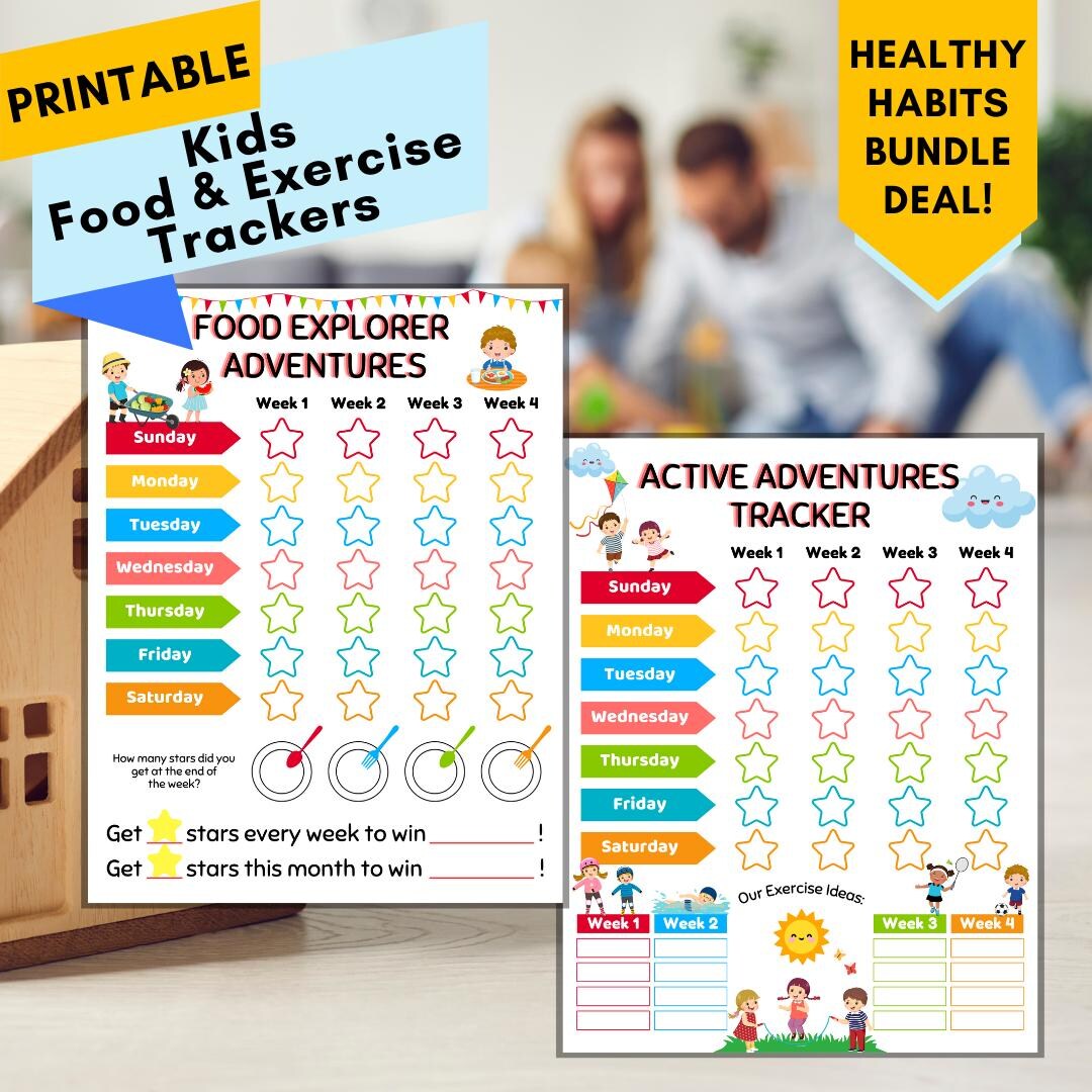 Printable Picky Eater & Exercise Tracker Bundle | Kids Nutrition ...