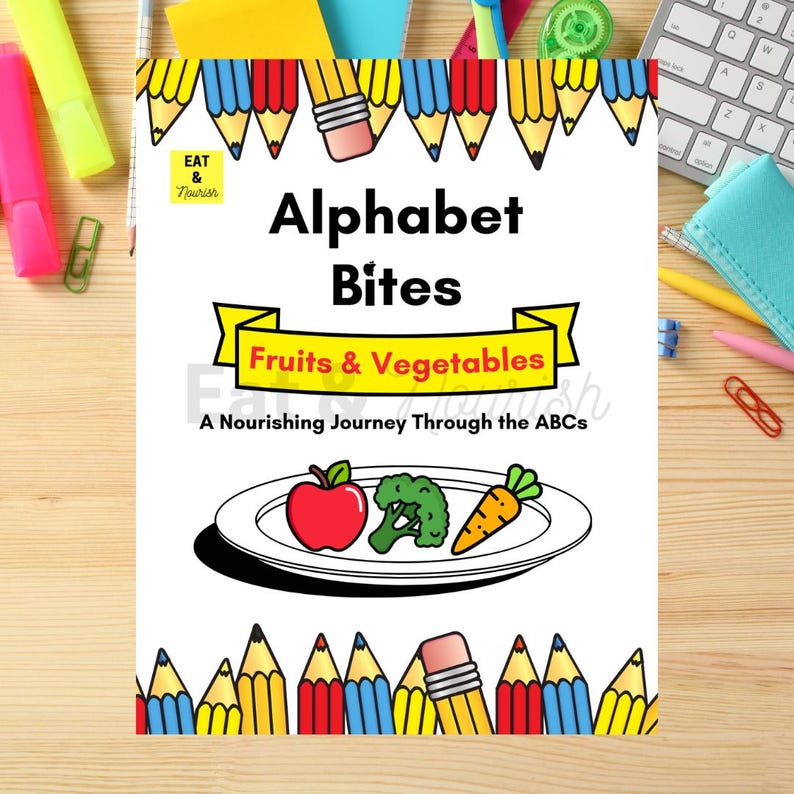 Fruit & Vegetable Learning Activity Pages for Kids: Alphabet, Coloring ...
