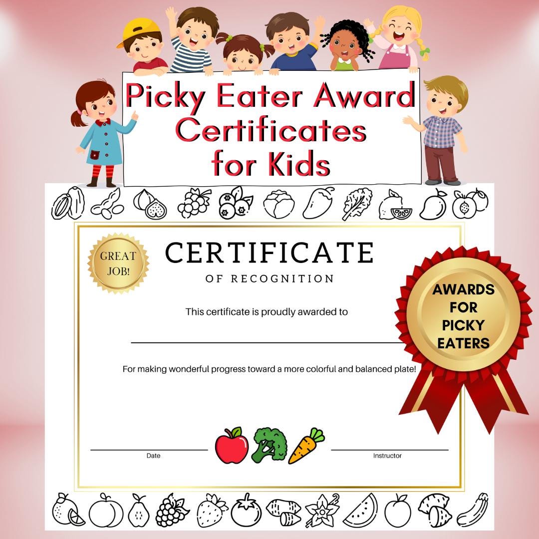 Printable Picky Eater Award Certificates - Kids Color-your-own Reward ...